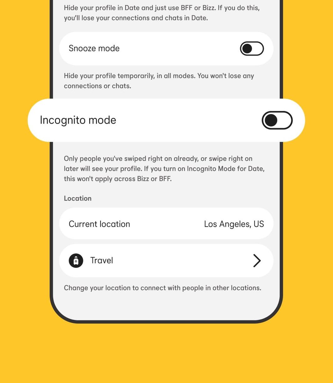 Incognito Mode | Hide Your Profile | Bumble