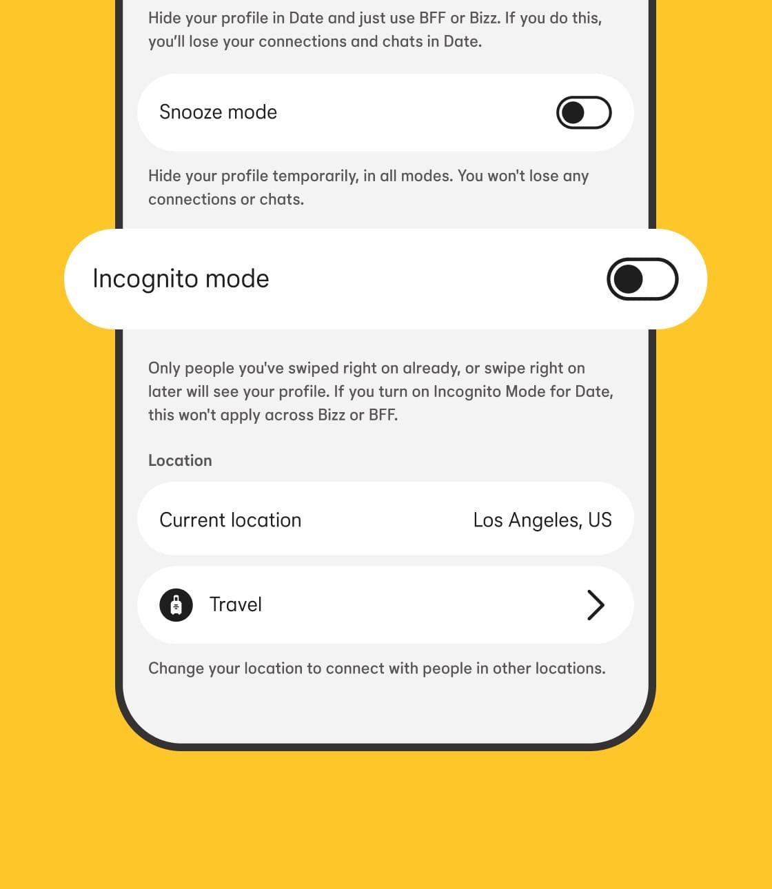 Incognito Mode | Hide Your Profile | Bumble